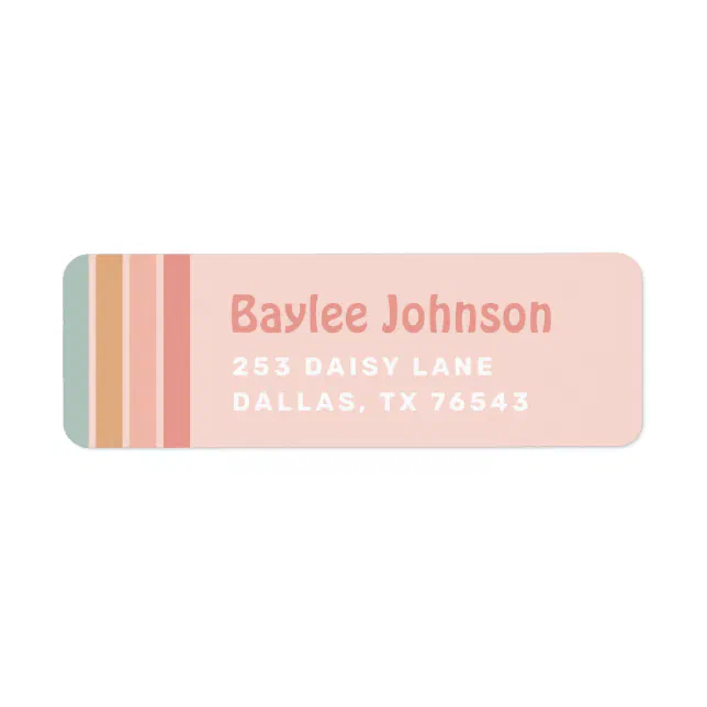 Boho Retro Rainbow Birthday Party Return Address Label | Zazzle