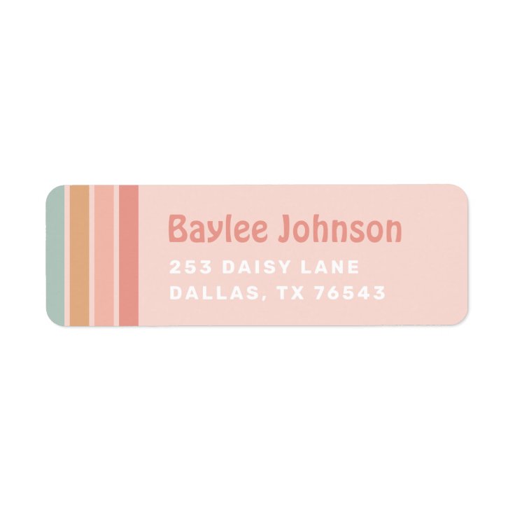 Boho Retro Rainbow Birthday Party Return Address Label | Zazzle