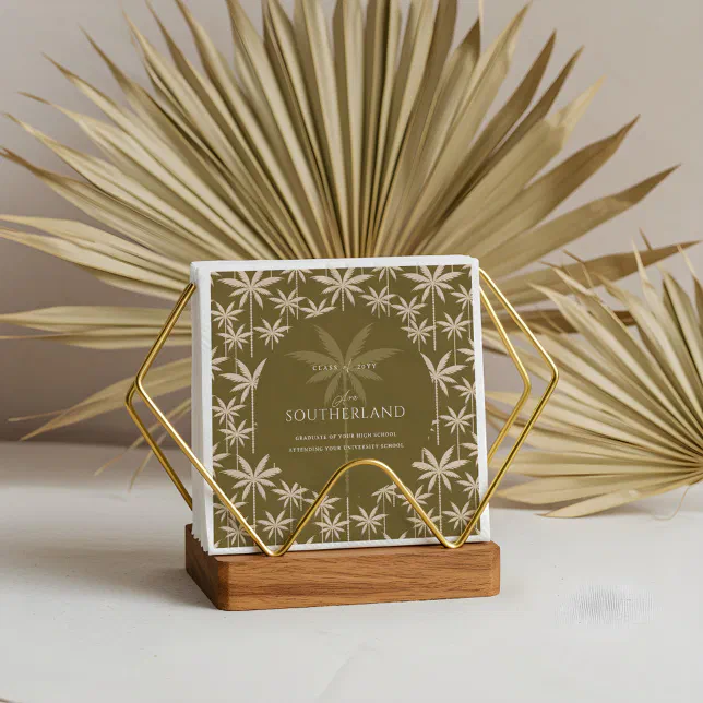 Boho Retro Tropical Palm Tree Pattern Graduation Napkins | Zazzle