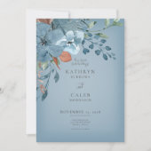 Boho Rust & Blue Floral Wedding Invitation | Zazzle