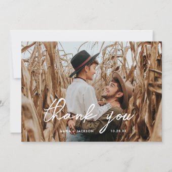 Boho Rust Custom Wedding Photo Thank You Cards | Zazzle