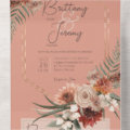 Boho Rust & Neutral Fall Floral Peach Rust Dinner All In One Invitation ...