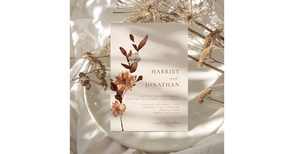 Boho Rustic Floral Wedding Invitation | Zazzle