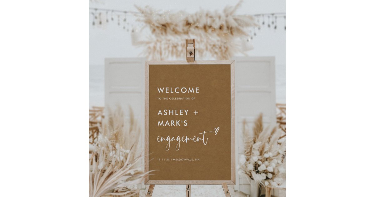 Boho Rustic Kraft Engagement Party Welcome Sign | Zazzle