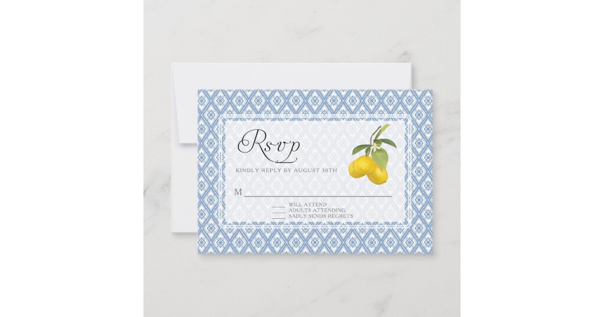 BOHO Rustic Lemon Citrus Trellis Floral Wedding RSVP Card | Zazzle