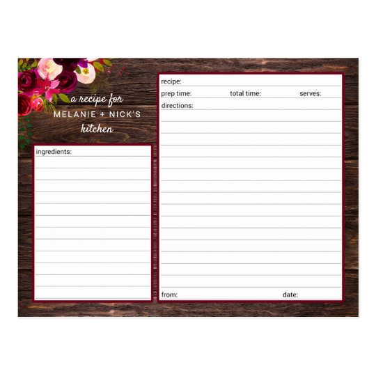 Boho Rustic Recipe Card | Zazzle.com
