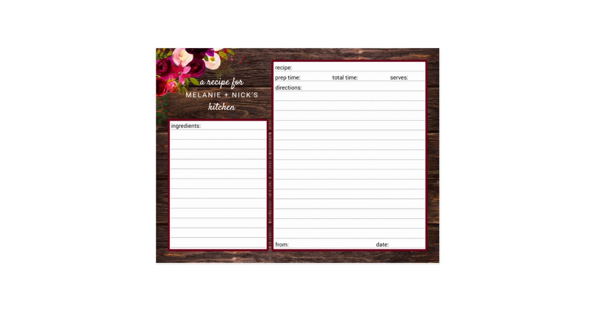 Boho Rustic Recipe Card | Zazzle.com