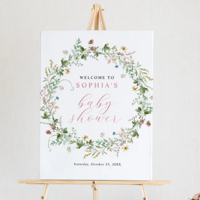 Boho Rustic Wildflowers Baby Shower Welcome Sign | Zazzle