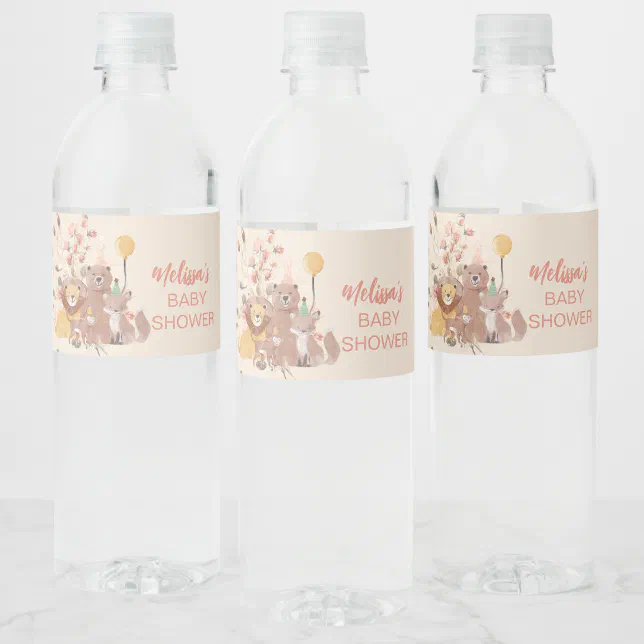 Boho Safari Blush Pink Pampas Grass Water Bottle Label | Zazzle