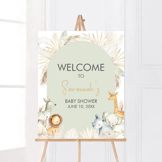 Boho Sage Green Safari Welcome Poster | Zazzle