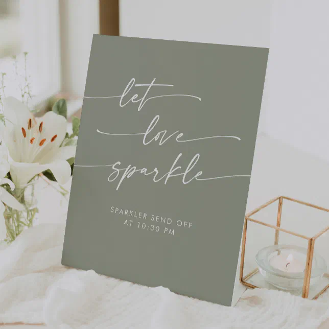 Boho Sage Green Sparkler Send Off Wedding Pedestal Sign | Zazzle
