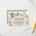 Boho Sage Green Woodland Animals Books for Baby Enclosure Card | Zazzle