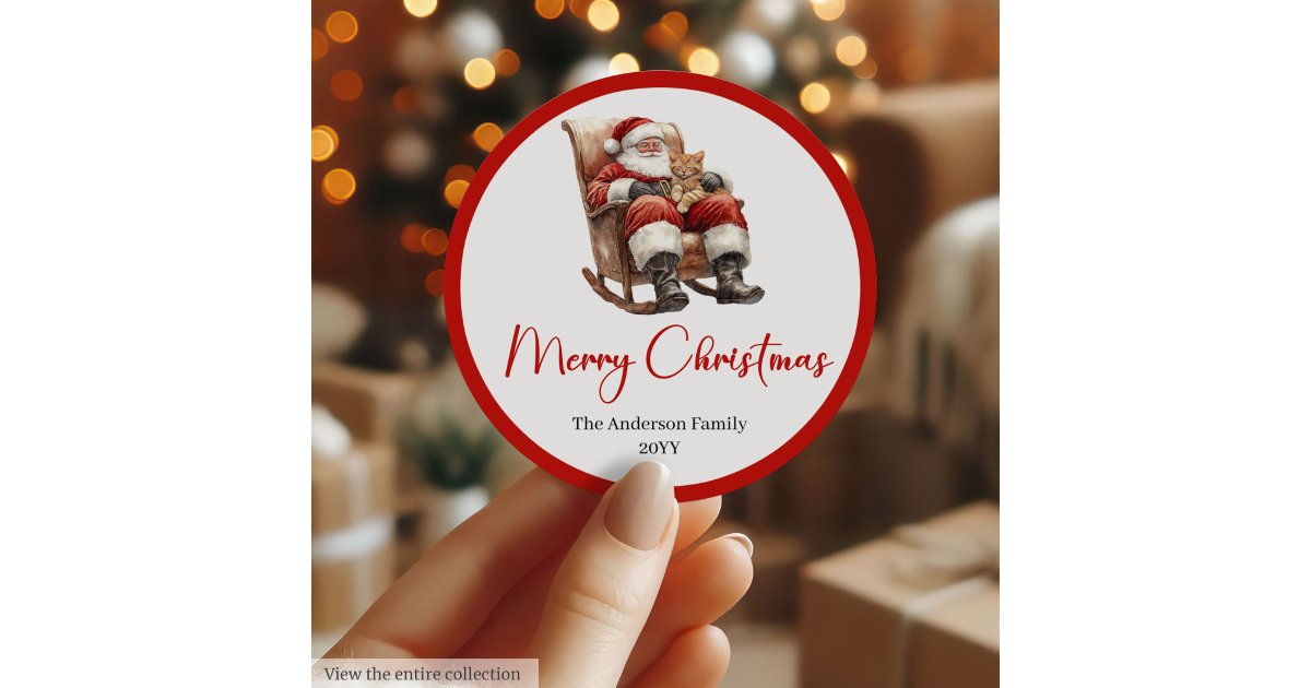 Boho Santa Claus Christmas Sticker Label Set | Zazzle