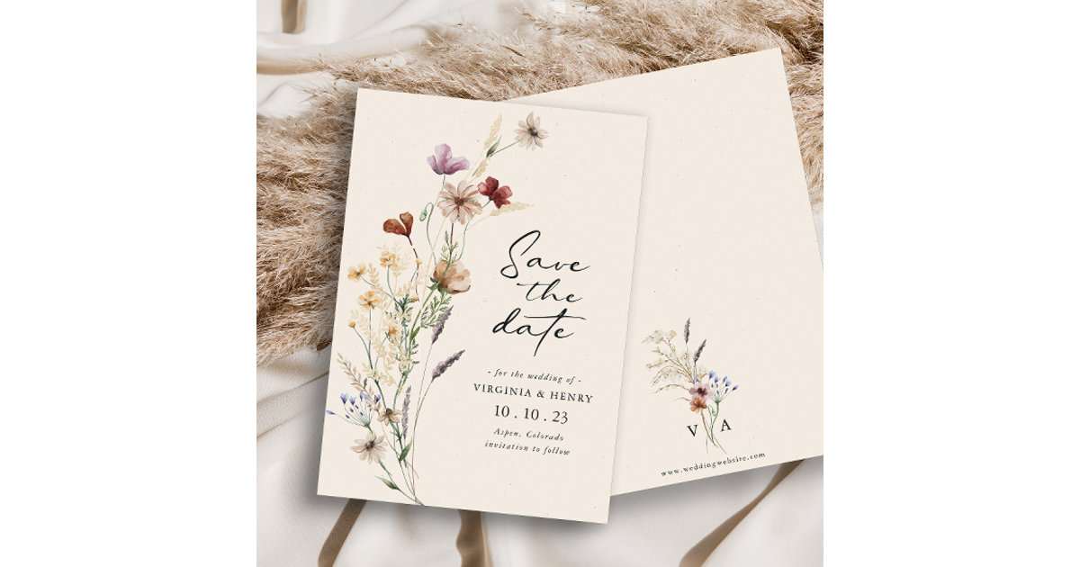 Boho Save The Date Flat Card | Zazzle