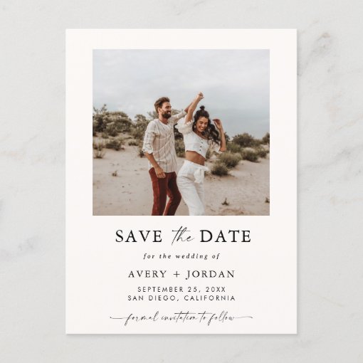 Boho Save the Date, Photo Minimalist Save the Date Postcard | Zazzle