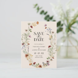 Boho Save The Date Postcard | Zazzle