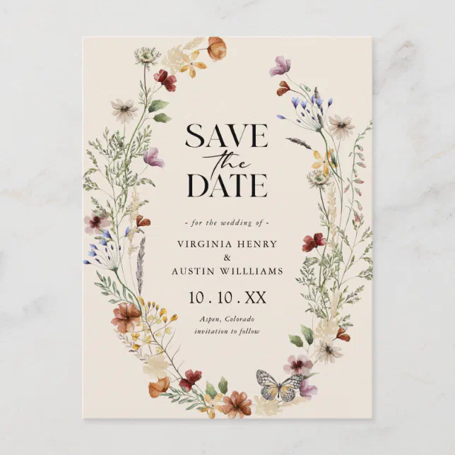 Boho Save The Date Postcard | Zazzle