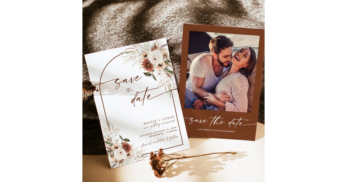 Boho Save The Date, Rustic Fall Engagement Invitation | Zazzle