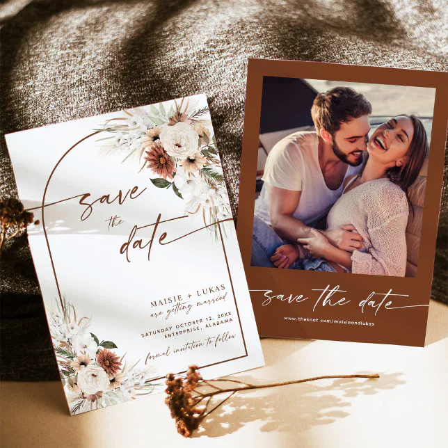 Boho Save The Date, Rustic Fall Engagement Invitation | Zazzle