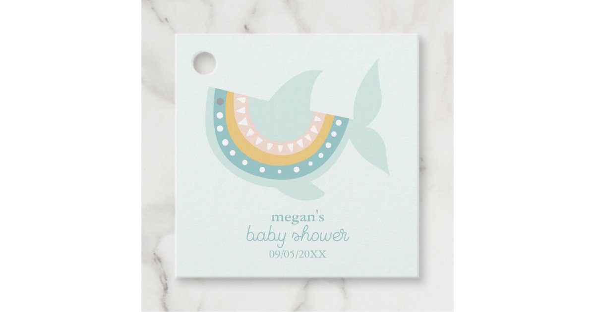 Boho Shark Baby Shower Favor Tags | Zazzle