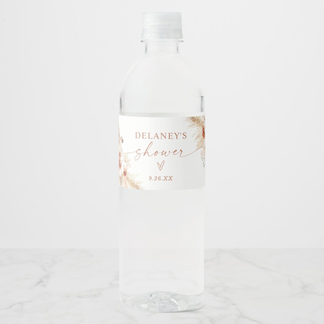 Boho Shower Water Bottle Label | Zazzle