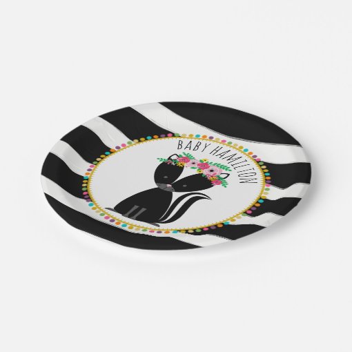 Boho Skunk Cardstock Inspired Custom Baby Shower Paper Plates | Zazzle