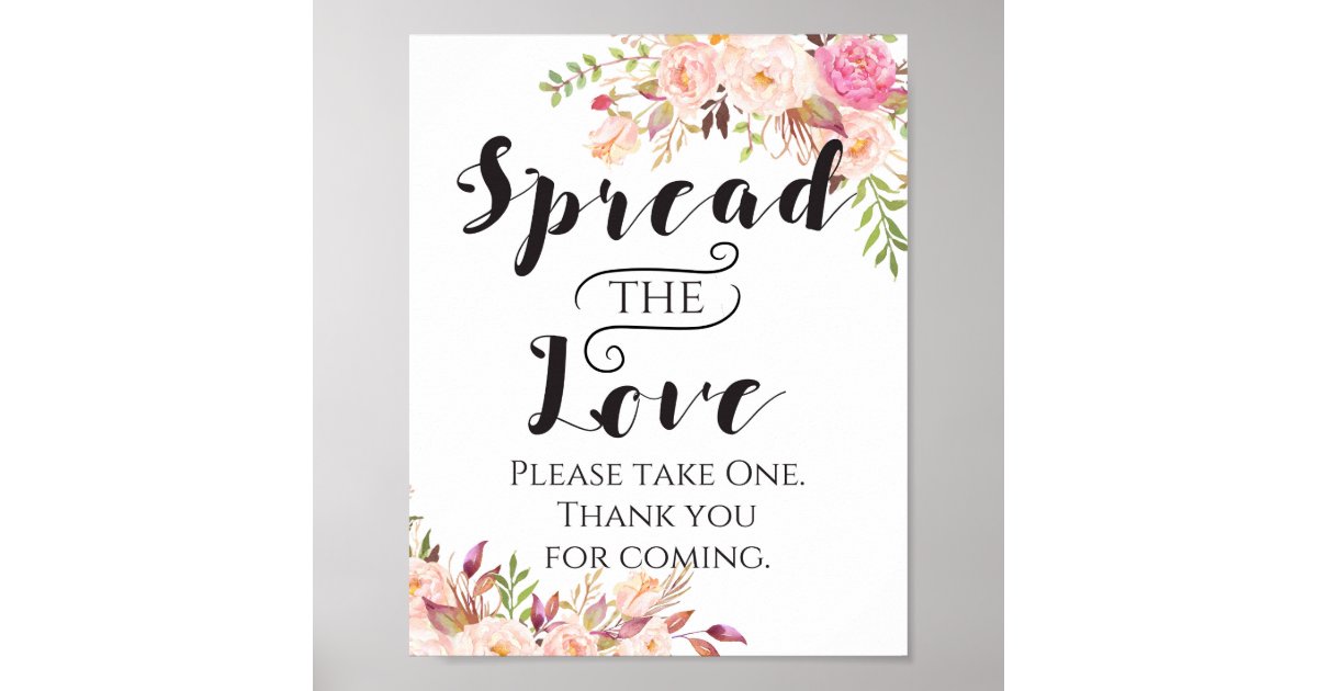 Boho Spread the Love , favor sign, wedding favor Poster | Zazzle