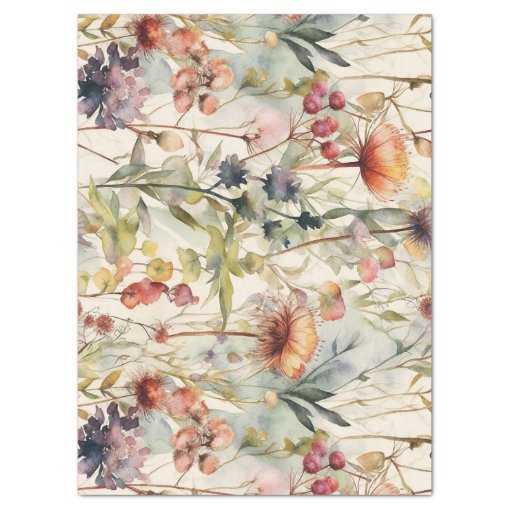 BOHO SPRING WILDFLOWERS DECOUPAGE TISSUE PAPER | Zazzle