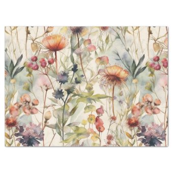 BOHO SPRING WILDFLOWERS DECOUPAGE TISSUE PAPER | Zazzle