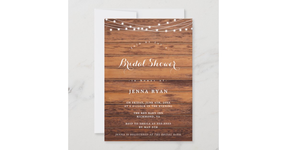 Boho String Lights Bridal Shower Invitation | Zazzle