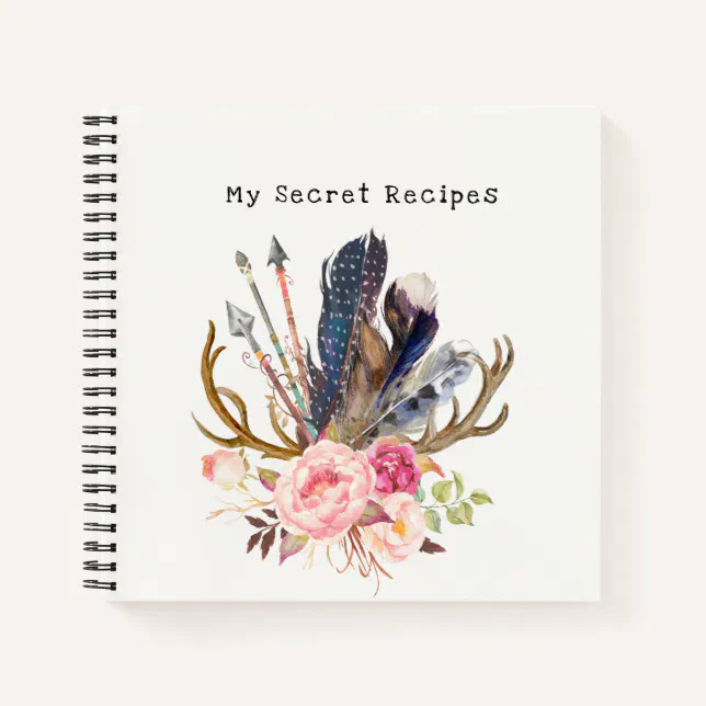 Boho Style customizable Recipes Spiral Notebook | Zazzle
