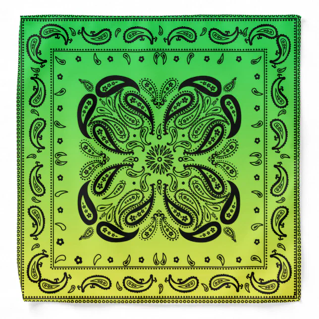 Boho Style Green and Yellow Gradient Paisley Bandana | Zazzle