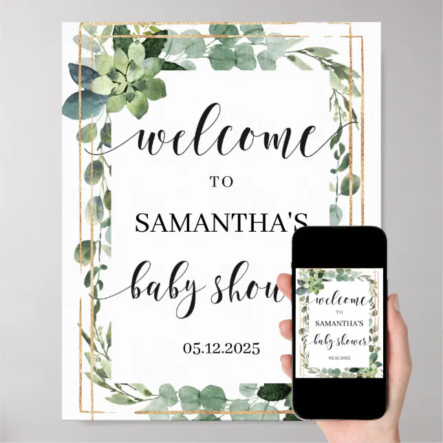 Boho succulent greenery foliage welcome sign | Zazzle