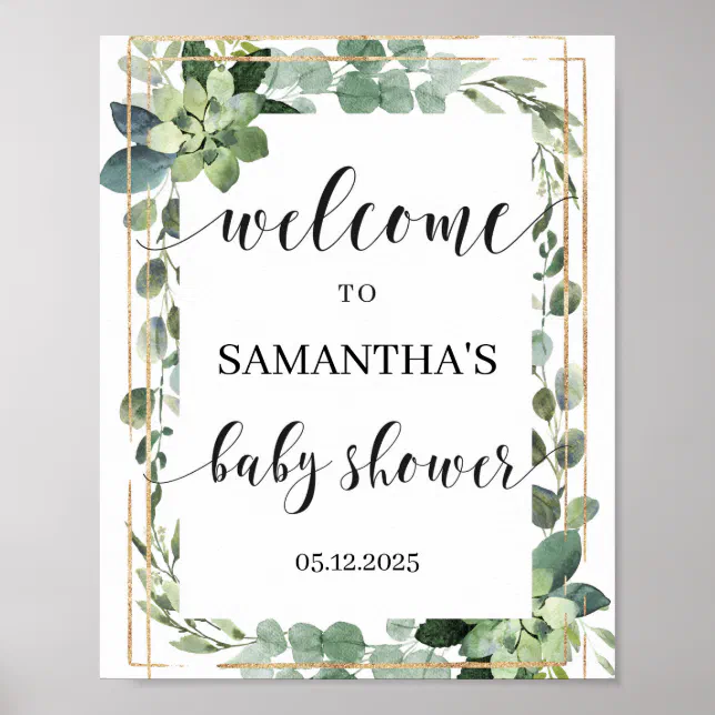 Boho succulent greenery foliage welcome sign | Zazzle