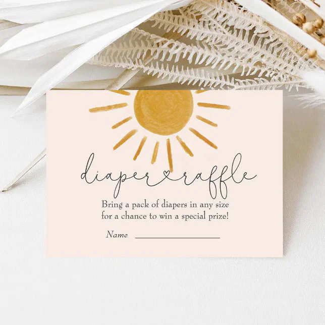 Boho Sun Baby Shower Diaper Raffle Enclosure Card | Zazzle