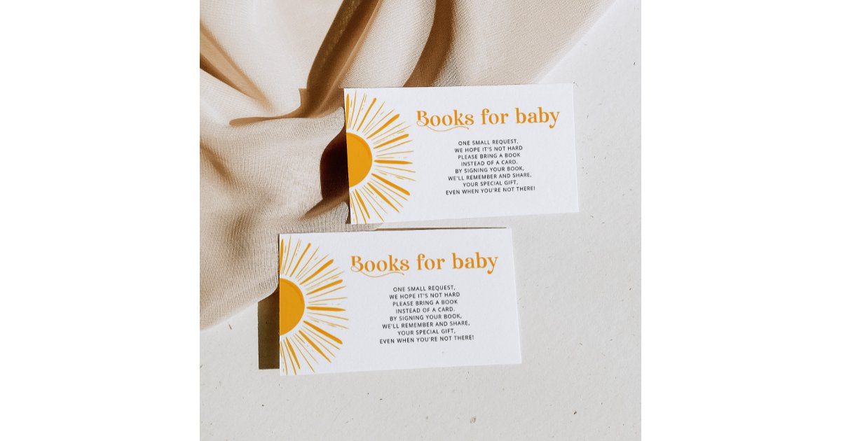 Boho sun books for baby ticket enclosure card | Zazzle