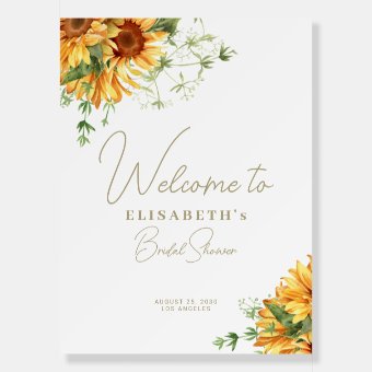 Boho sunflower bridal shower welcome sign | Zazzle