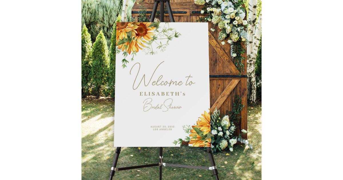 Boho sunflower bridal shower welcome sign | Zazzle