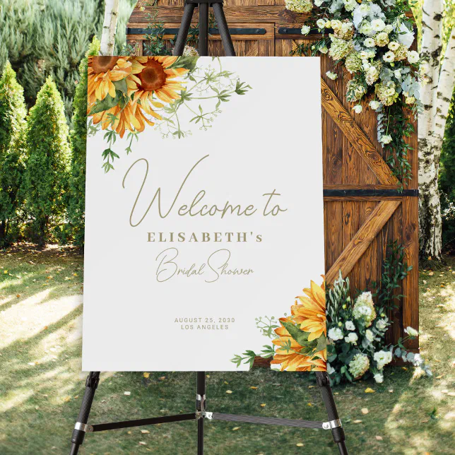 Boho sunflower bridal shower welcome sign | Zazzle