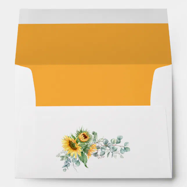 Boho Sunflower Eucalyptus Envelope | Zazzle