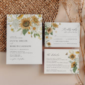 Boho Sunflower Golden Rays Floral Elegant Wedding Invitation | Zazzle