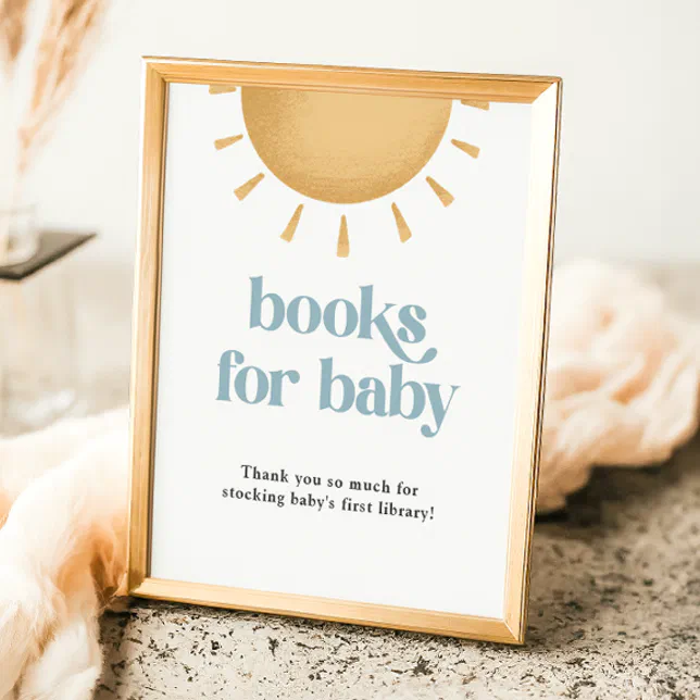 Boho Sunshine Baby Shower Books Sign | Zazzle