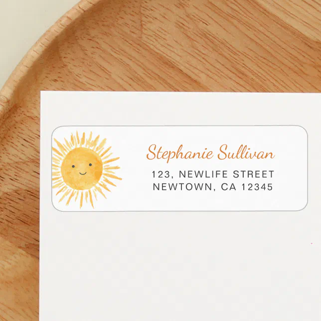 Boho Sunshine Baby Shower Return Address Label | Zazzle