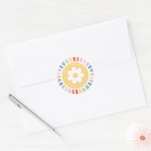 Boho Sunshine Birthday Party Return Address Label | Zazzle