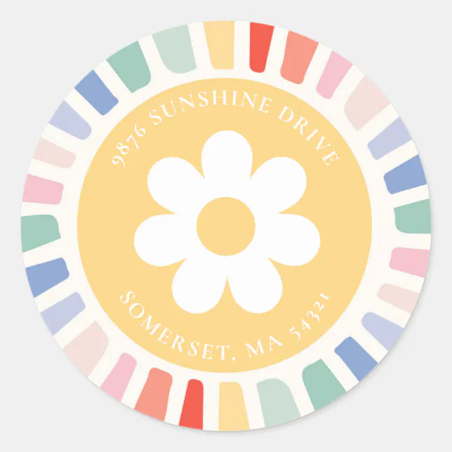 Boho Sunshine Birthday Party Return Address Label | Zazzle