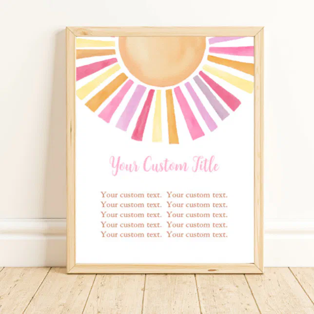 Boho sunshine custom sign sun pink yellow orange | Zazzle