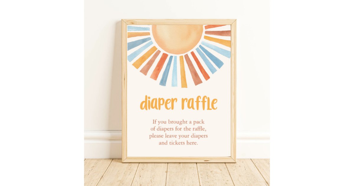 Boho sunshine sun Diaper Raffle baby shower sign | Zazzle