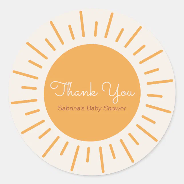 Boho Sunshine Thank You Classic Round Sticker Zazzle