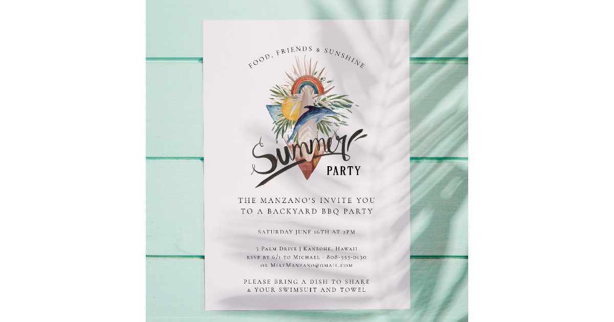 Boho Surf | Summer Backyard Party Invitation | Zazzle