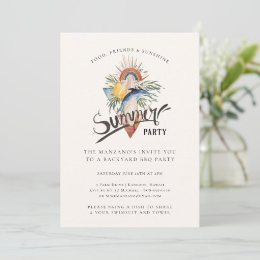 Boho Surf | Summer Backyard Party Invitation | Zazzle